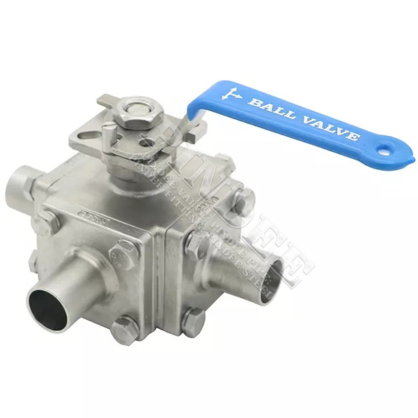 SS304 Sanitary Full Cavity Seat 3 Way High Purity Welded Ball Valve ...