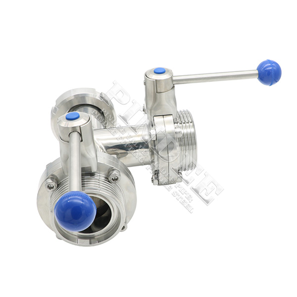 Sanitary Threaded 3 Way Butterfly Valves with Linkage Level - Buy ...